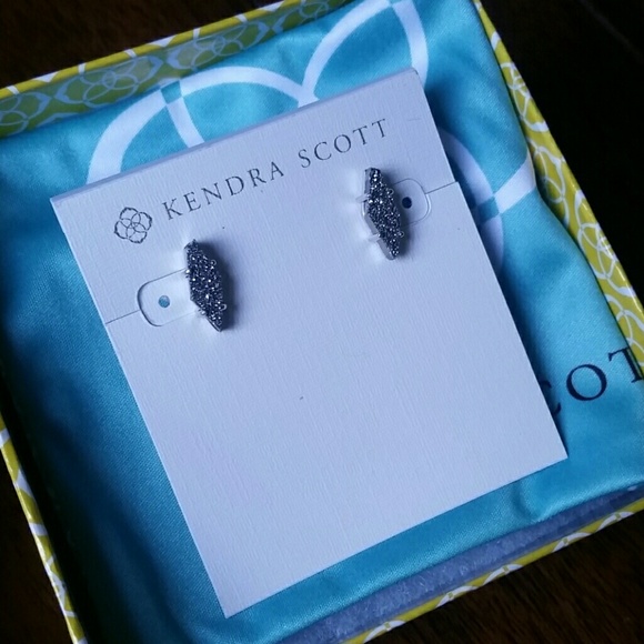 Kendra Scott | Jewelry | Kendra Scott Brook Stud Earrings Platinum Drusy Nwt | Poshmark